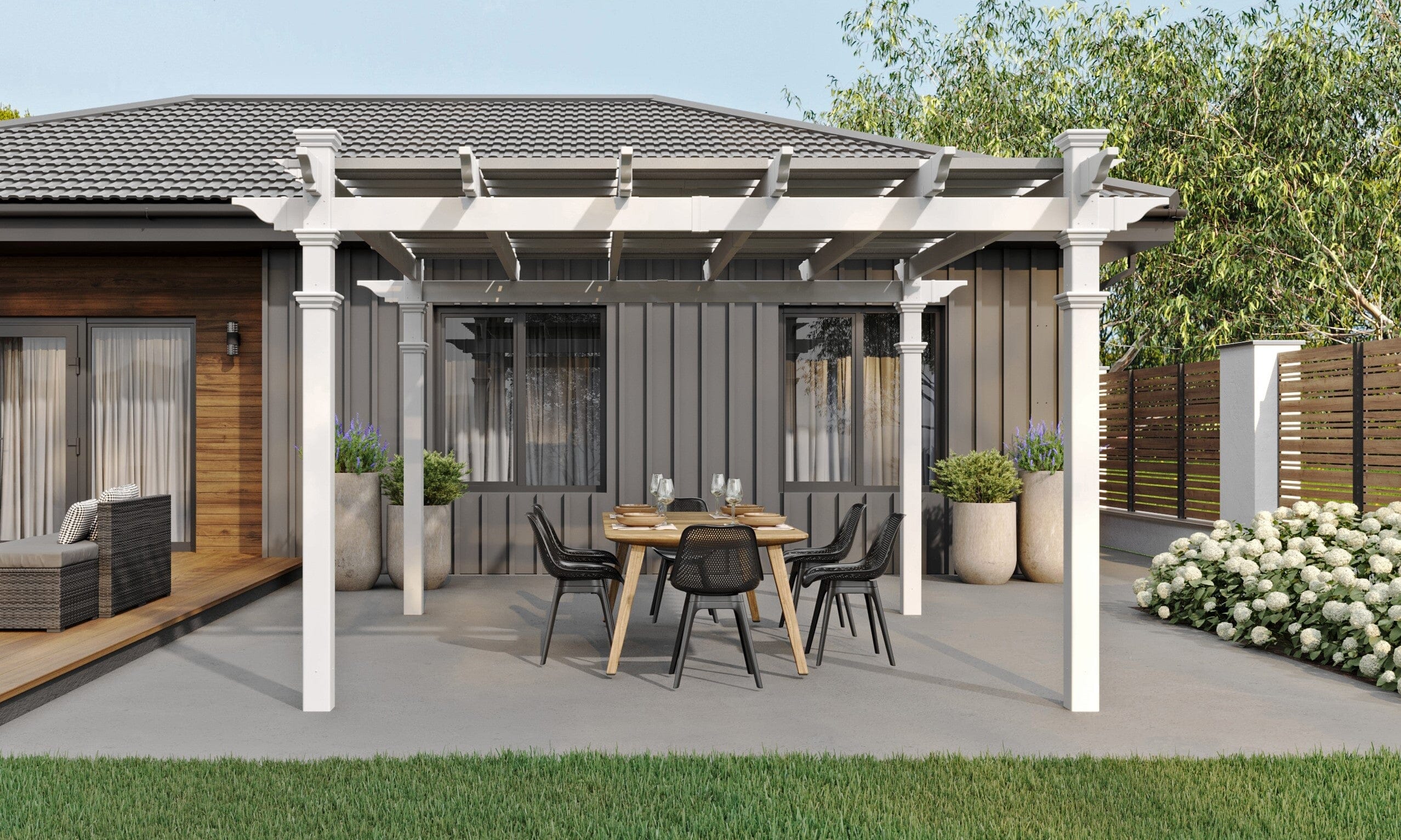 Classic Pergola with Canvas Weave Shade
